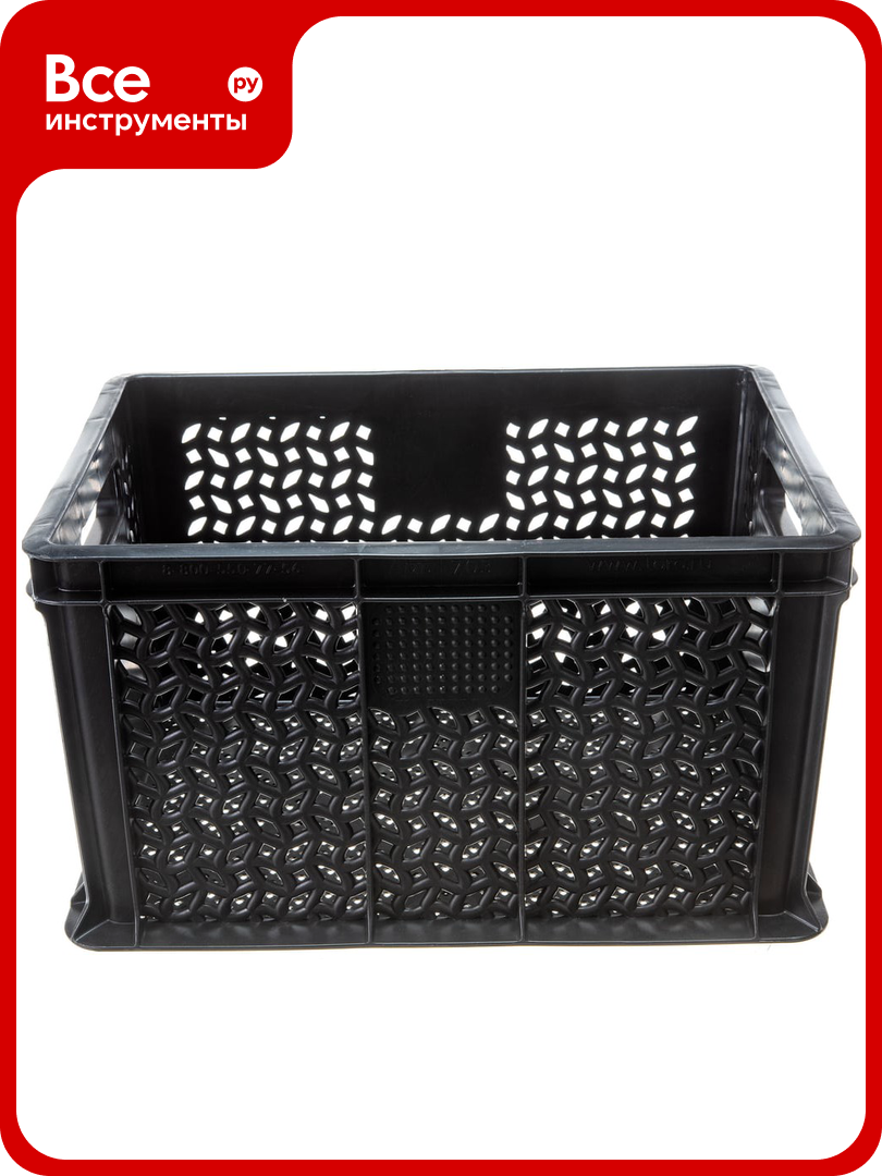 Ящик Тара. ру п/э 400х300х230 перфорированный, с ручками, чёрный 19449, белый, универсальный, 400×300×230