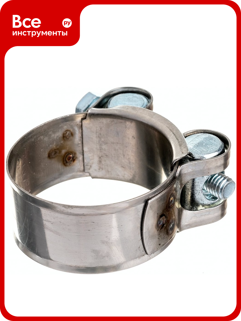 Силовой хомут Nord-Yada Д: 36-39 мм, Ш: 20 мм, Т: 0,6 мм, болт: М6х50, нерж. сталь 902880