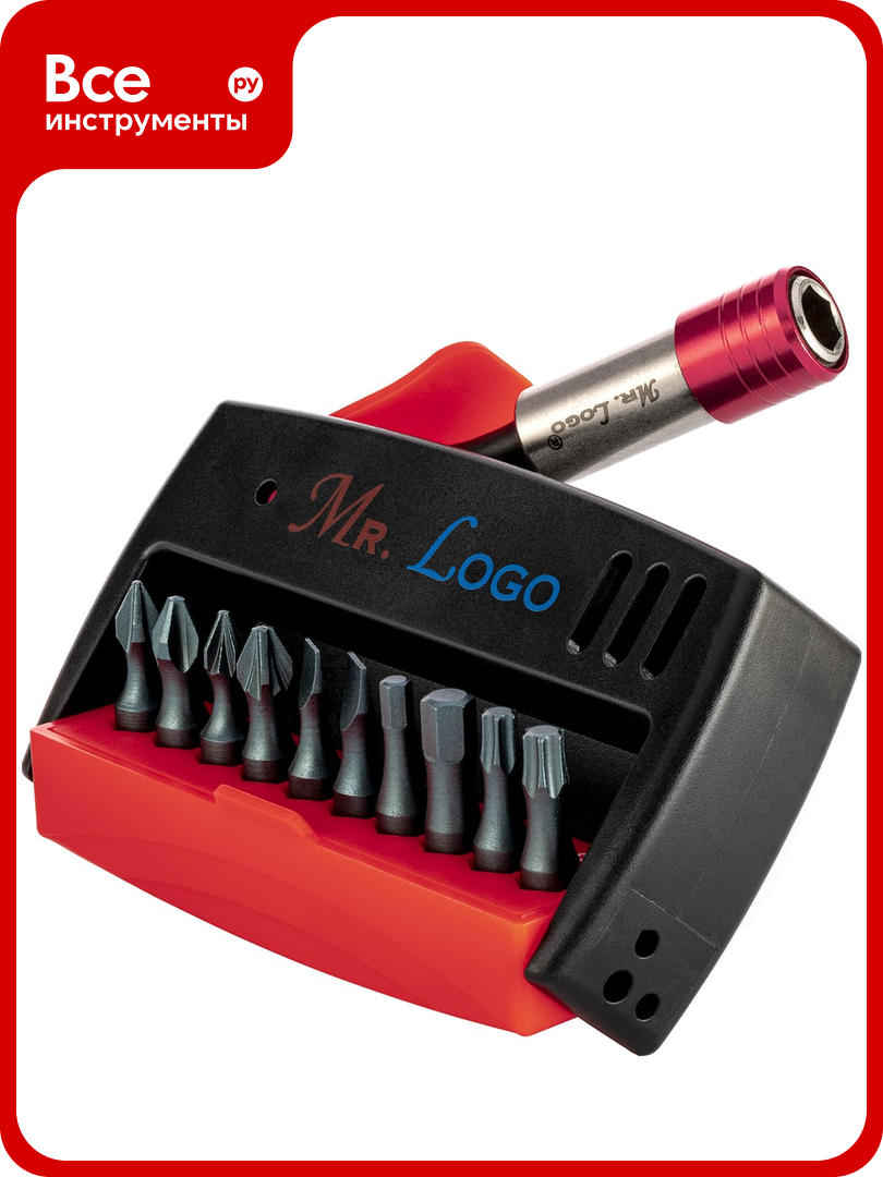 Набор торсионных бит 10 шт + магнитный держатель 65 мм Mr. Logo D010GMT-11 односторонние бит из стали