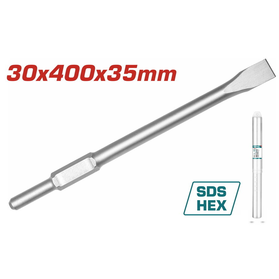 Зубило плоское SDS-hex для перфоратора 30х400х35 TOTAL TAC15333012