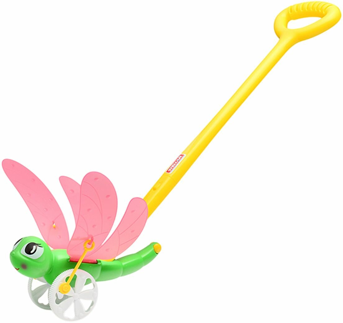 Детская каталка "Стрекоза" с ручкой, развивающая игрушка для малышей, машинка-каталка для дома и улицы