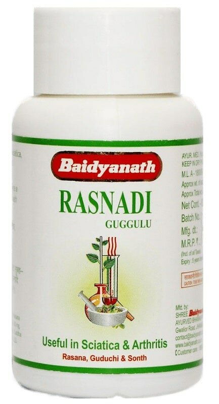 Раснади Гуггул Байдианат при артрите, ревматизме, радикулите, подагре Rasnadi Guggulu Baidyanath, 80 таб.