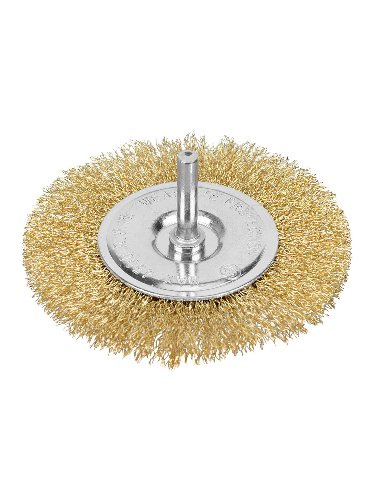 Щетка для дрели 100 мм Matrix, плоская со шпилькой, латунированная витая проволока 0.3 мм, корщетка на шуруповерт, 74450