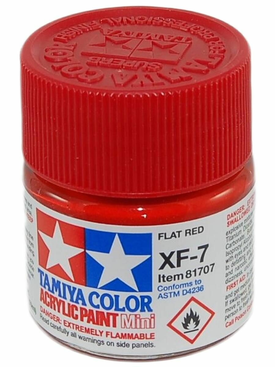 XF-7 Flat Red (Красная матовая) акриловая краска, 10 мл.