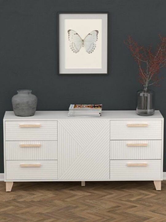 Комод с ящиками Копенгаген Белый / Белый матовый (12 Стульев)