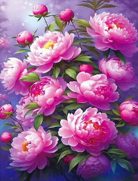 Алмазная мозаика на подрамнике 40*50 "Лиловые пионы"