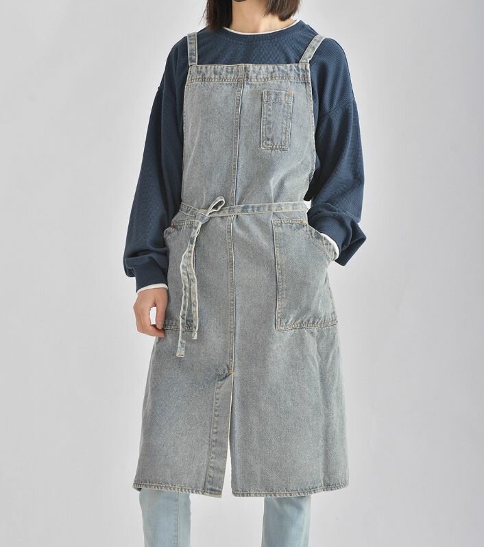 Фартук джинсовый / Фартук рабочий универсальный для повара бармена творчества бариста официанта барбера / продавца повара кондитера флориста кухонный рабочий