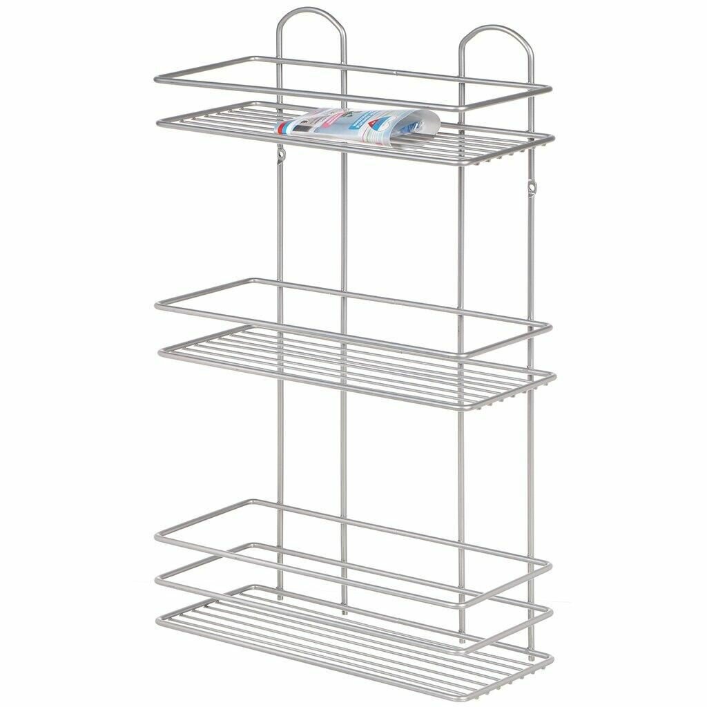 Полка для ванной КНР металл, настенная, 3 яруса, прямая, 30х13.5х52 см