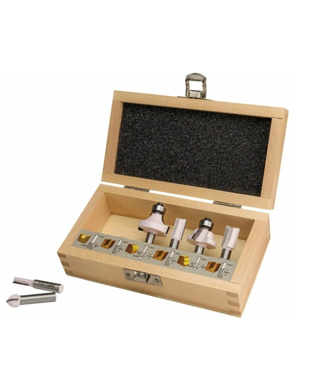 Набор фрез Makita "D-53540", для дерева, 6 шт, хвостовик 8 мм, в кейсе