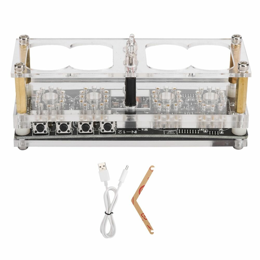 Часы IN-12 со светодиодной лампой, цифровые, в стиле Nixie, с 4-битным семицветным RGB-дисплеем, винтажные, ретро, настольные