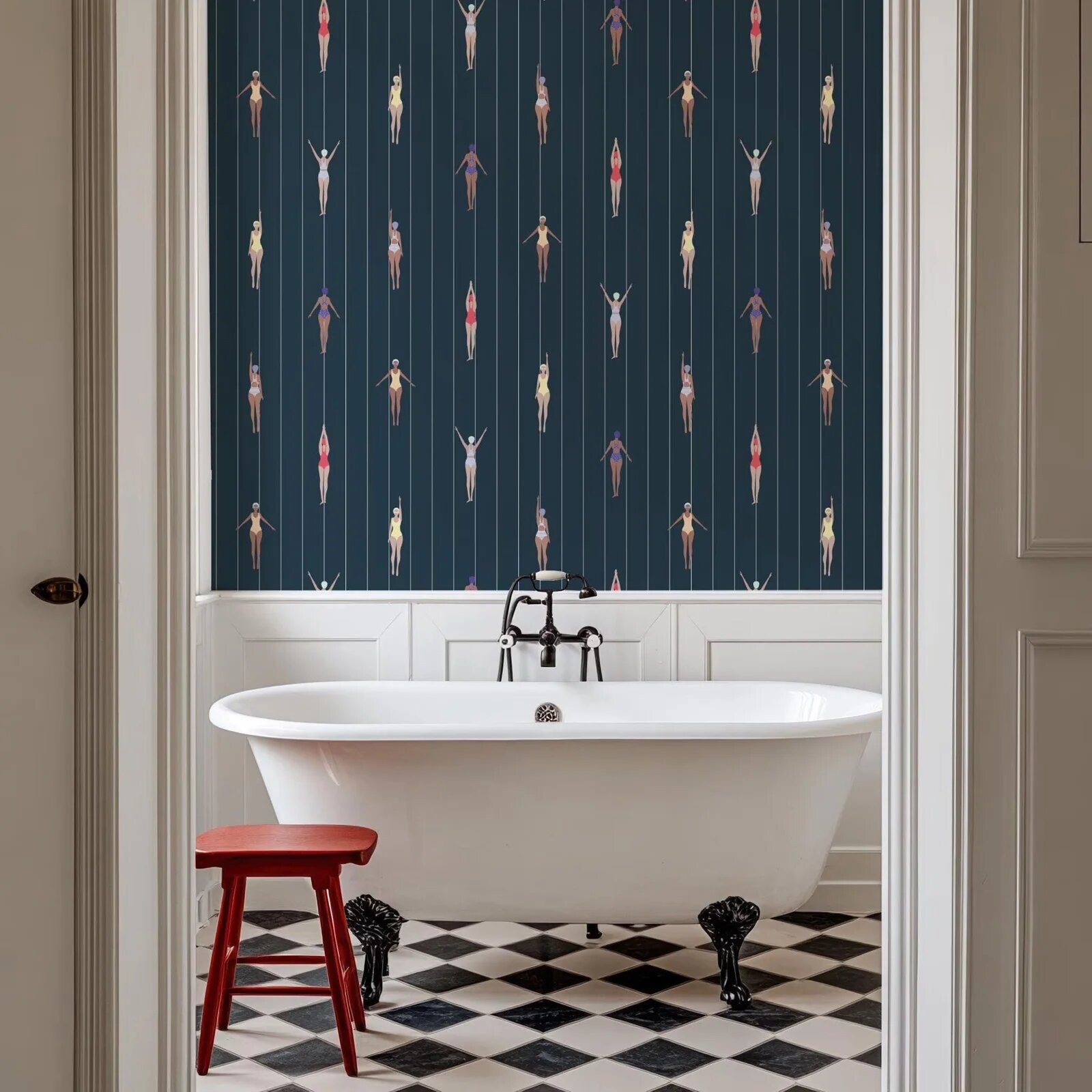 Обои Pixel&Wall темно-синие, 50x300 см, Tradition Un-paste，50cmx300cm ，Защита от плесени, влаги