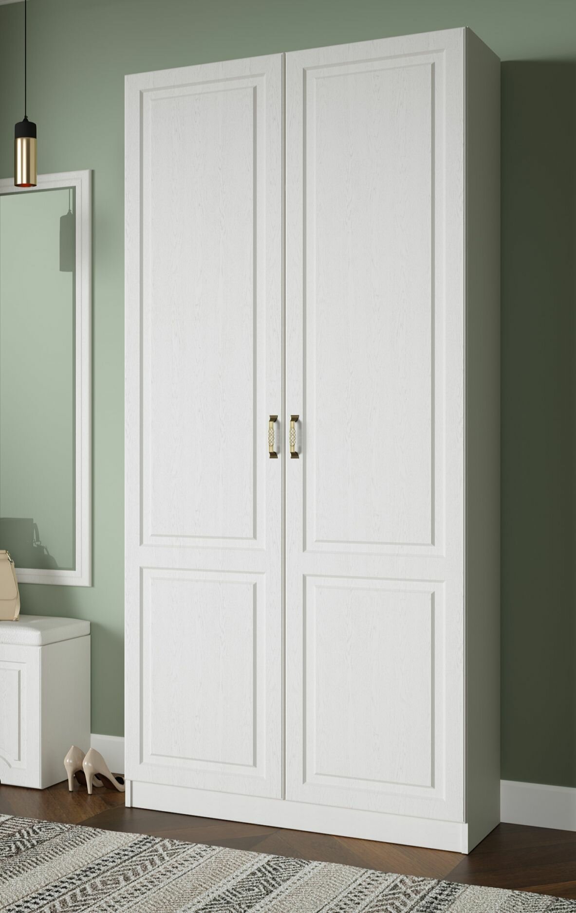 Ливерпуль Шкаф для одежды 13.134.01 Белый, ясень ваниль НМ-1012-100 ПВХ