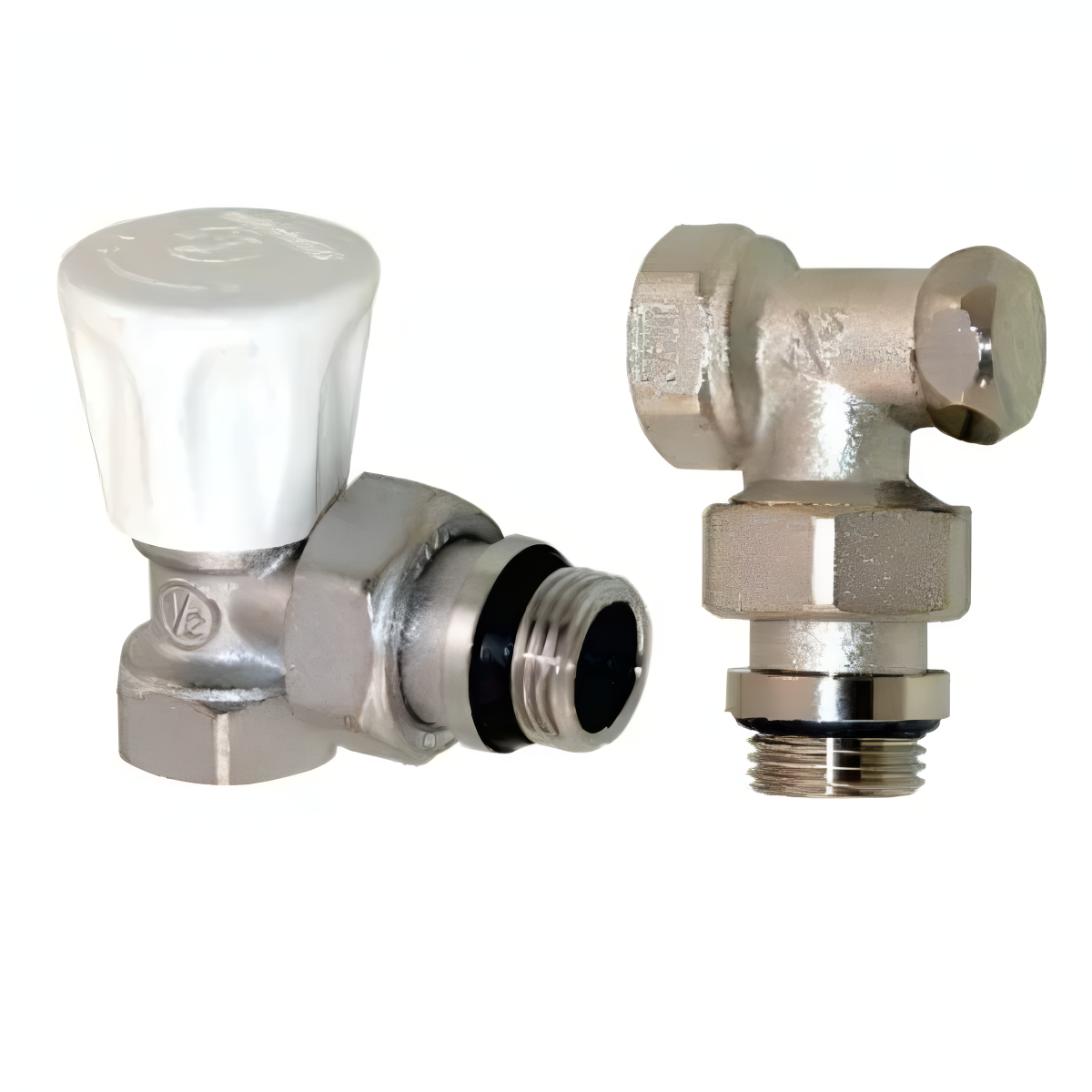 Комплект ручной регулировки д/радиаторов 1/2" угловой (клапан ручной с американкой, клапан запорный)