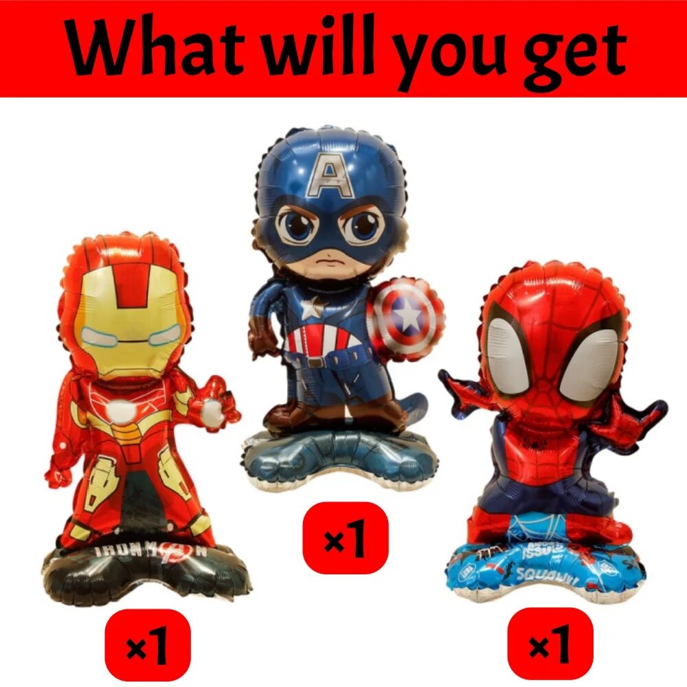 Набор Из 3 Фольгированных Шаров С Героями Marvel: Капитан Америка, Железный Человек