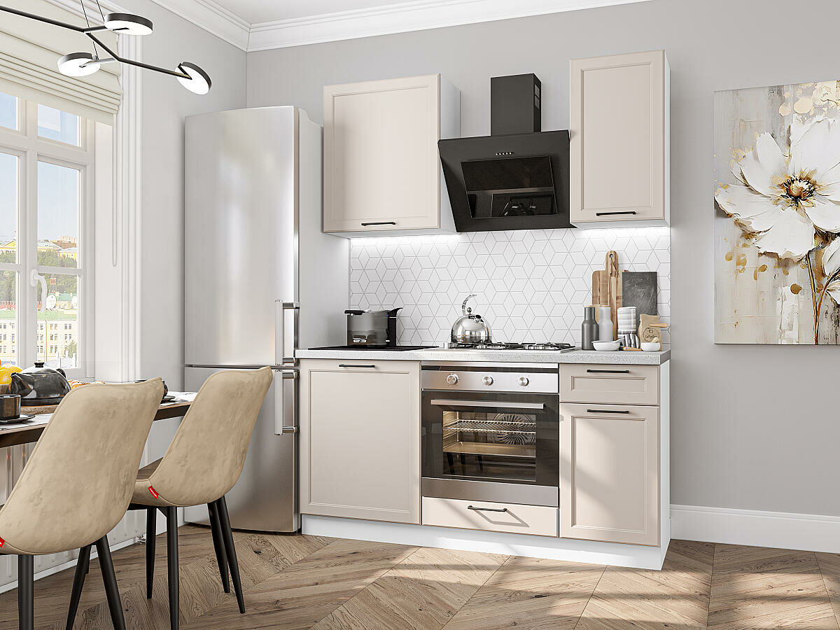 Кухонный гарнитур Мебель-МСК "Барселона-06" 2140*1600*600 Кашемир со столешницей