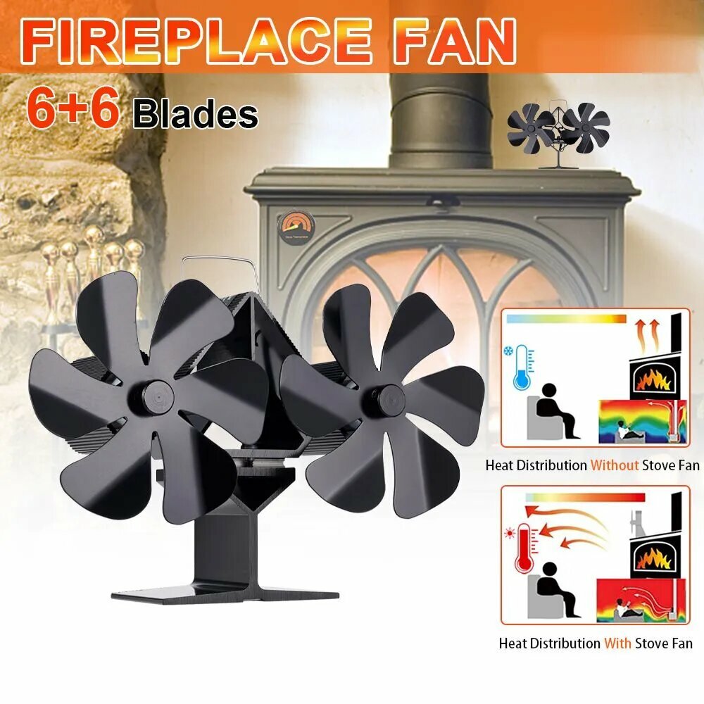 Вентилятор для дровяной Печной с 12 лопастей-Тепловентилятор на камин для повышения КПД печи