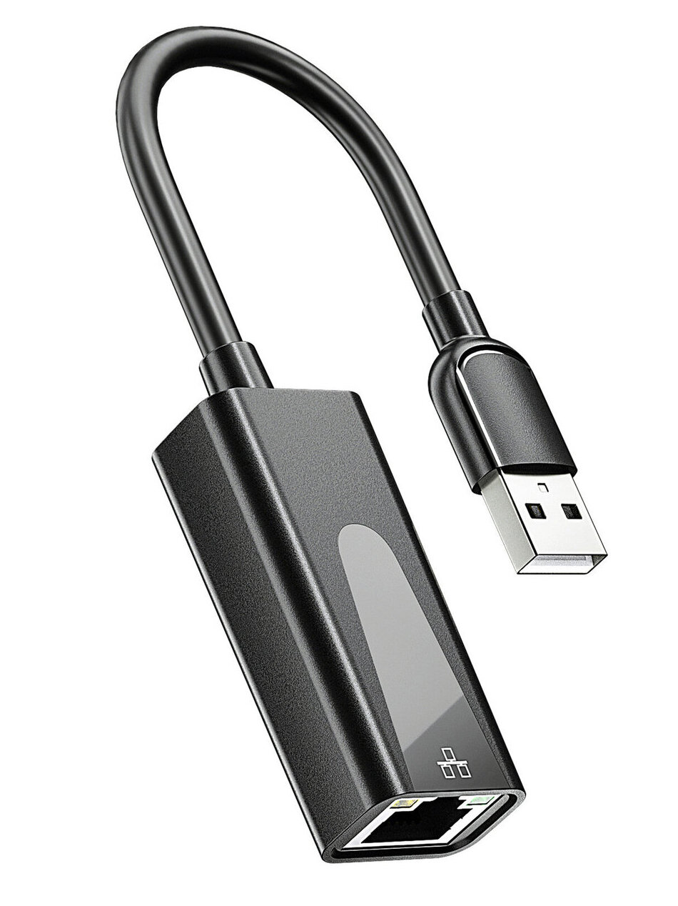 Сетевой Ethernet адаптер переходник YUCUN C31, USB Type-A - LAN Rj45 1000 Mbps для интернет кабеля, черный