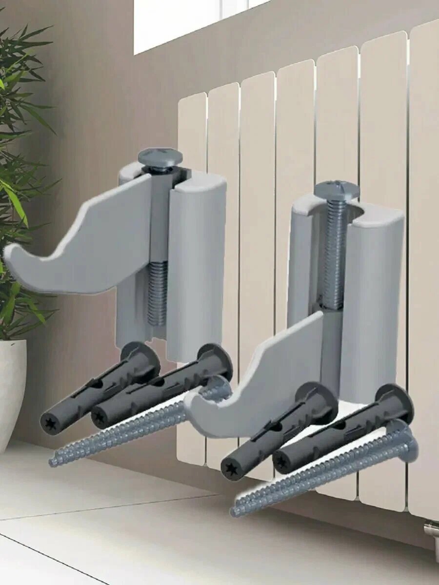 Кронштейн регулируемый для радиатора, серый, Askon , комплект 2шт