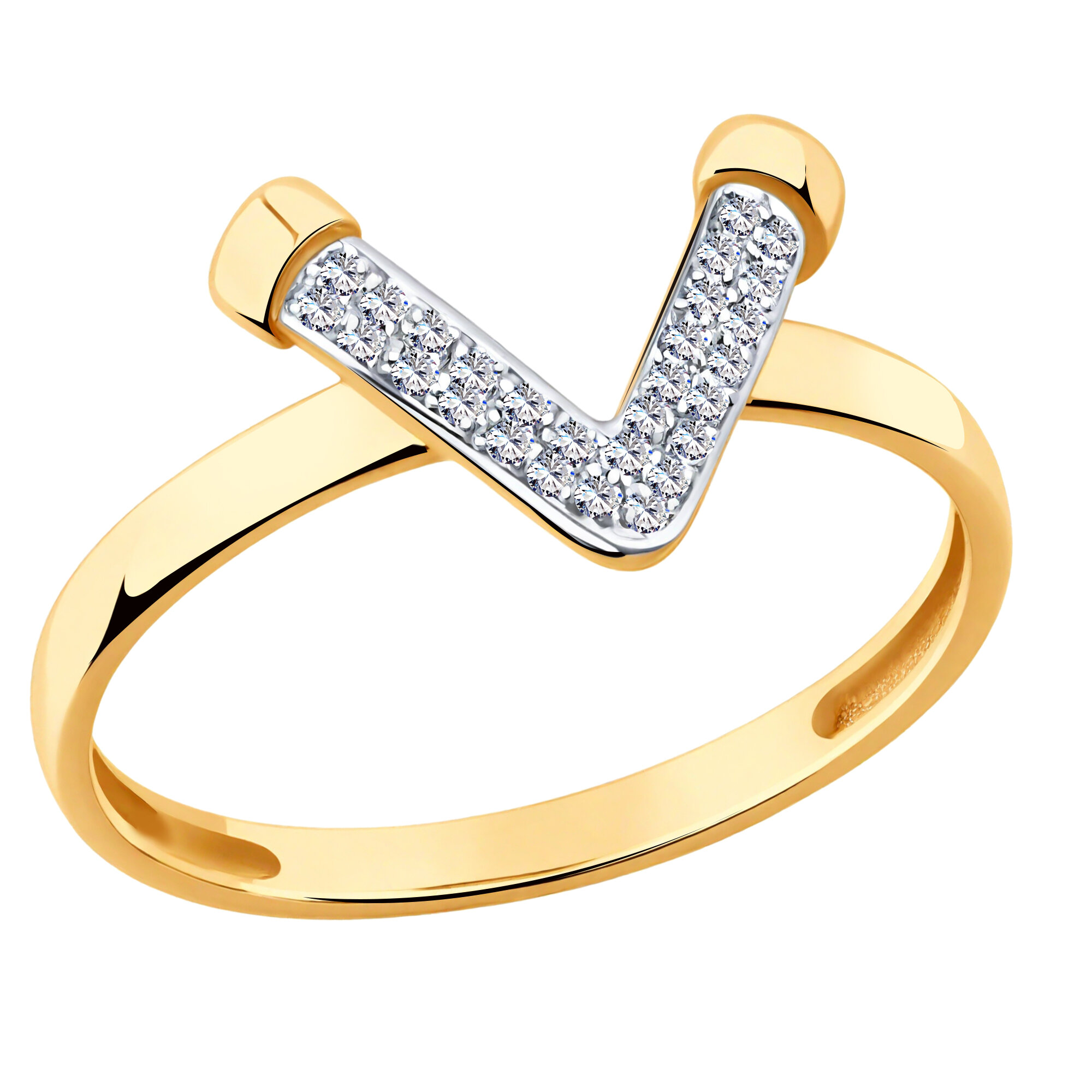 Кольцо, красное золото, 585 проба, фианит