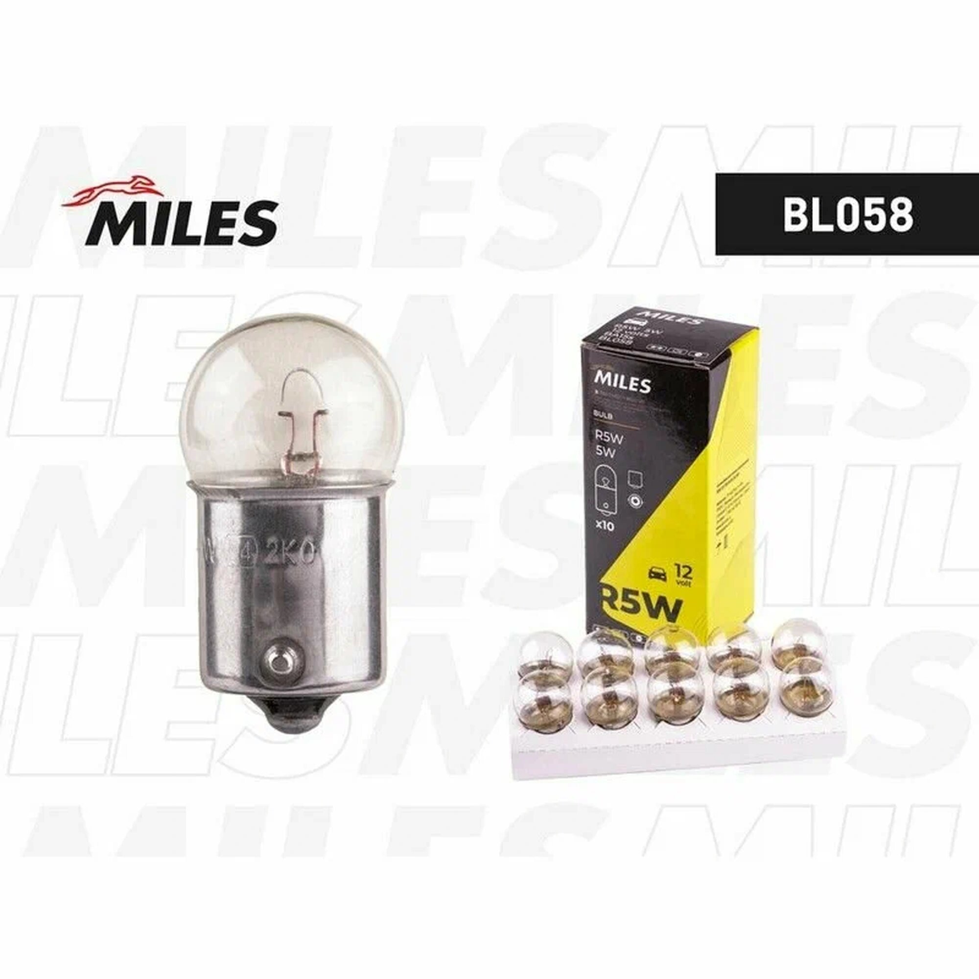 Лампа накаливания сигнальная MILES BL058, R5W, BA15s, 12V, 5W (1 шт.)