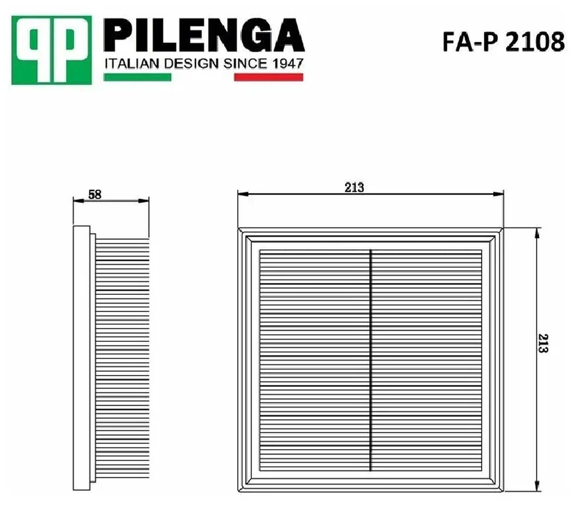 Фильтр воздушный Pilenga FAP2108, для LADA 2108-2112