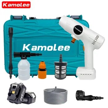Kamolee Tool 140 Бар Бесщеточная Беспроводная Электрическая Мойка Высокого Давления, Совместимая С Makita, Для Мытья Мотоциклов/автомобилей (2*5,0 Ач аккумулятор, ящик для инструментов)