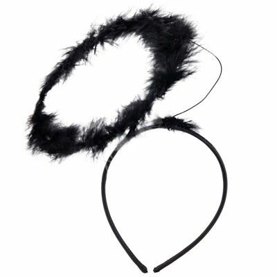 Ободок КНР "Нимб ангела", черный, перья, пластик