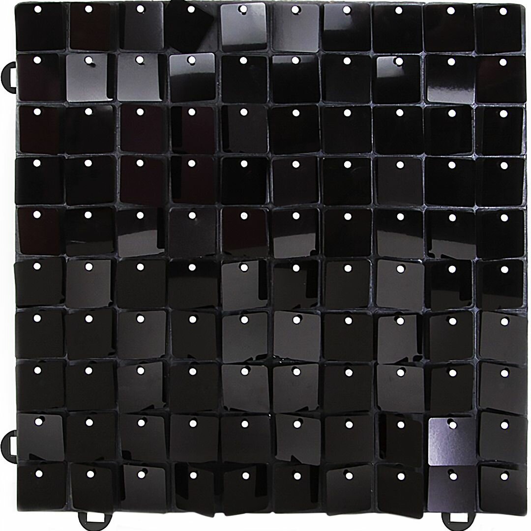 Декоративная панель Волна веселья "Пайетки", 30х30 мм, черная, Металлик