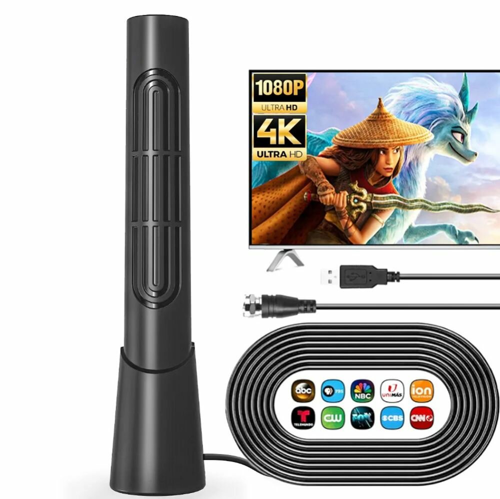 Цифровая HDTV-антенна для всех Smart TV/старых телевизоров Smart TV для местных каналов с большим радиусом действия, поддерживает 4K DTMB, ATSC, DVB-T2, DMB-T，ISDB-T