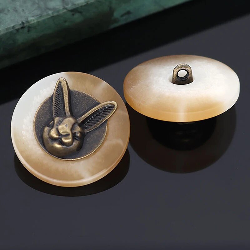 Винтажные медные пуговицы с головой кролика B