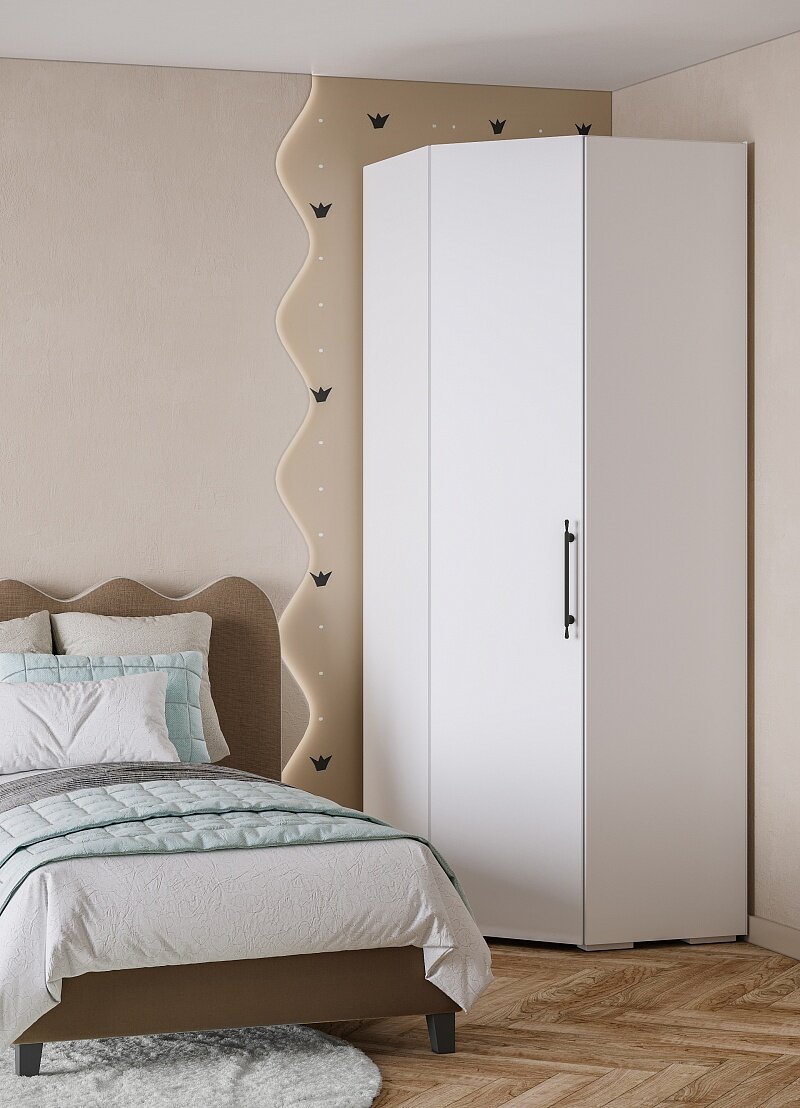 Шкаф угловой МебельЛэнд24 Мори-Хелена - 2 Белый 80x40x200 для одежды однодверный