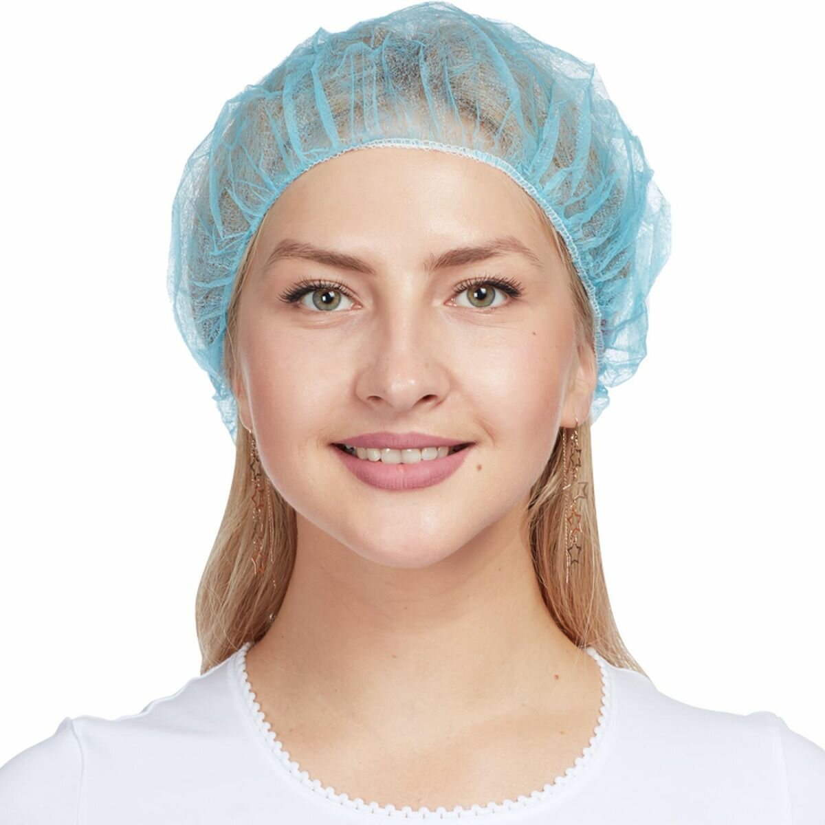 Шапочка одноразовая "Берет" Klever голубая, 100шт. в упаковке