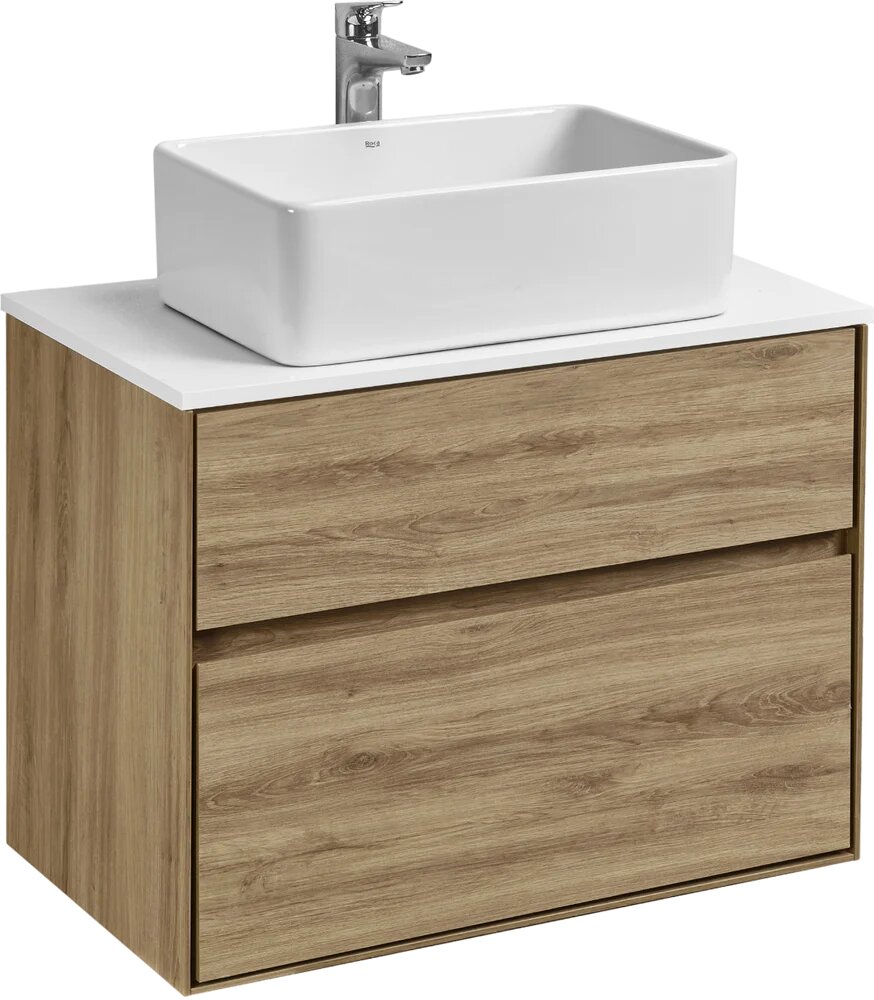 Тумба с раковиной AQUATON Либерти 75 подвесная, 74, 5 см, накладная, с ящиками, прямоугольная, в современном стиле в скандинавском стиле