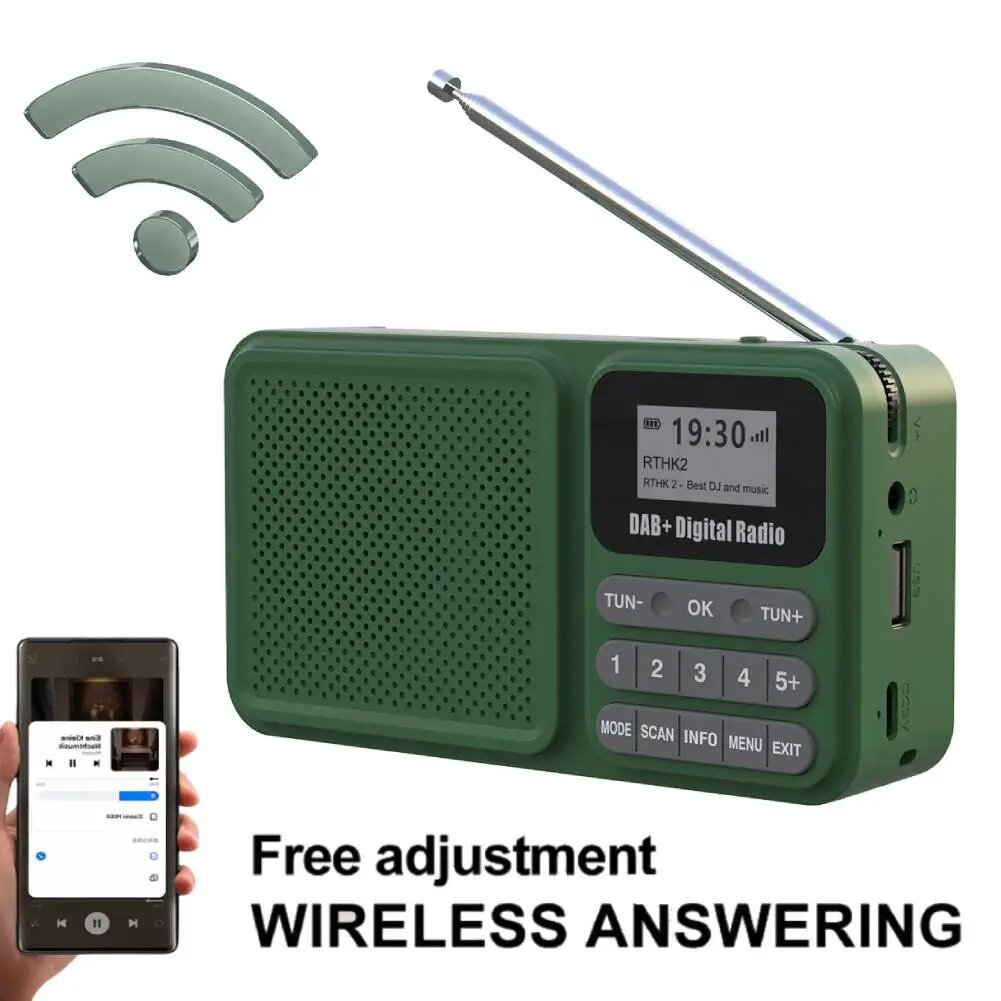 Портативное цифровое радио DAB с солнечной зарядкой, поддержкой Bluetooth, воспроизведением MP3 и ЖК-дисплеем для наружного использования