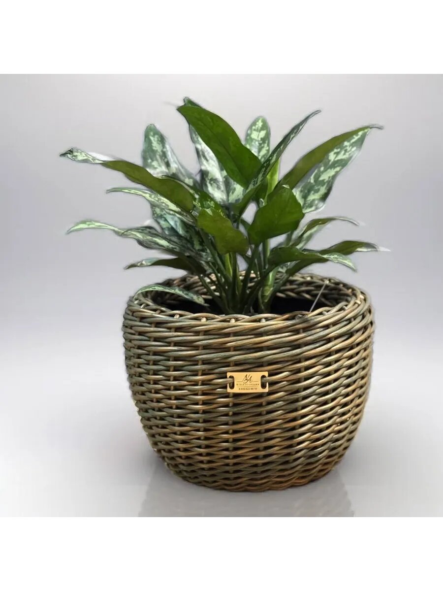 Кашпо из ротанга в цвете Латунь 12 л