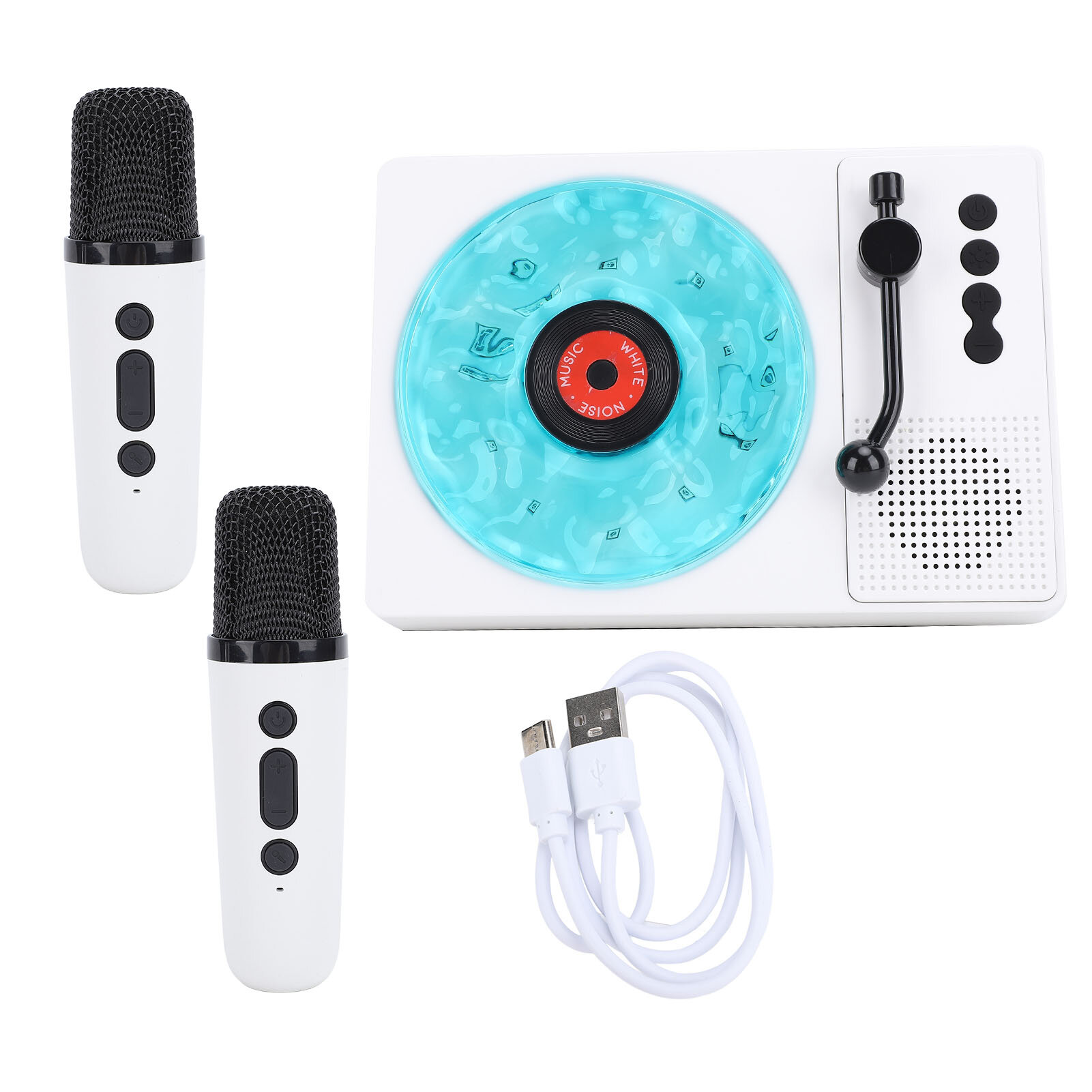 Беспроводная микрофонная динамика ночная лампа портативный ретро -ретро -игрок BT Disceer для спальни гостиной белый