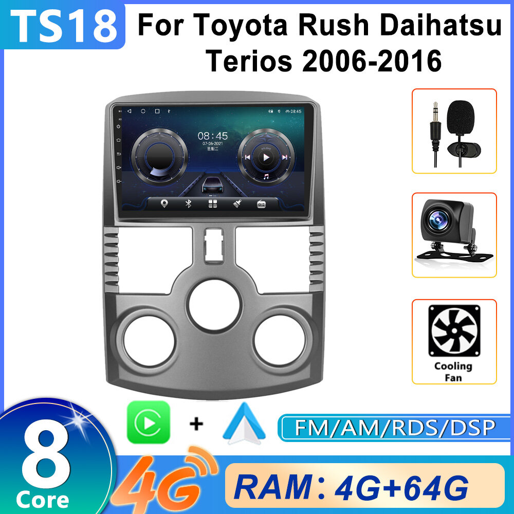 Магнитола Toyota RUSH, DAIHATSU TERIOS 2006-2016 TS18 4+64G 4G-SIM DSP Carplay WiFi Bluetooth навигатор, Мультимедиа плеер