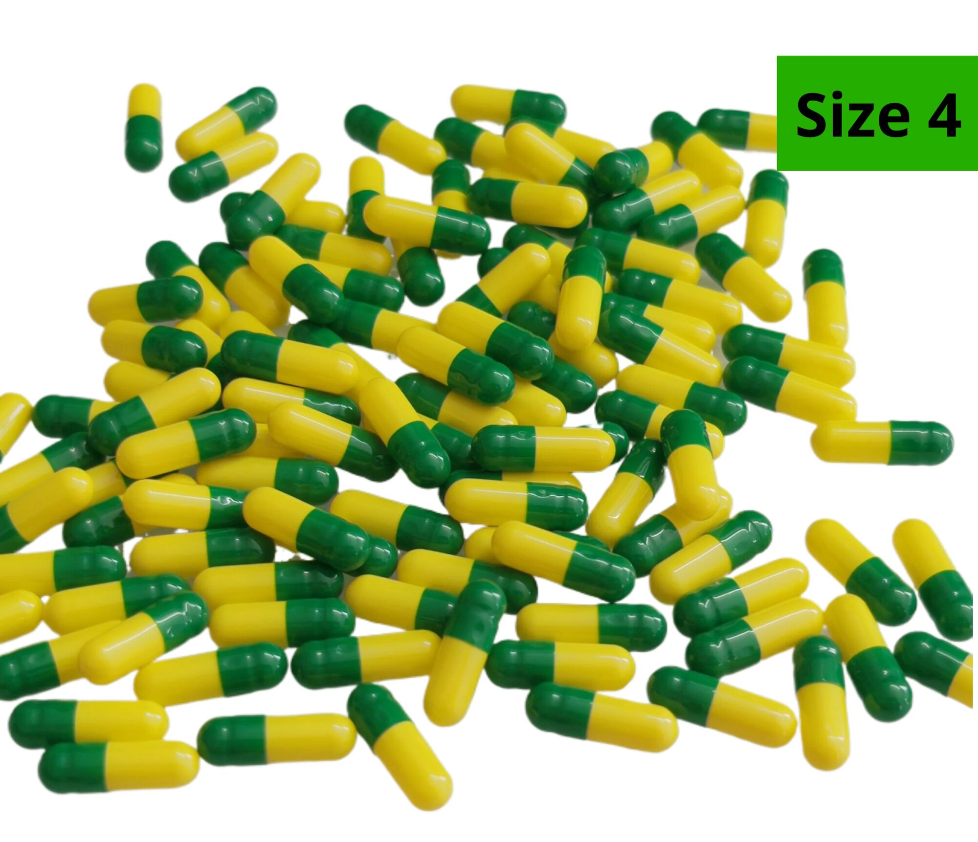 Пустые желатиновые капсулы SUNNYPK размер 4 Зеленый, Joined capsule, Green Yellow