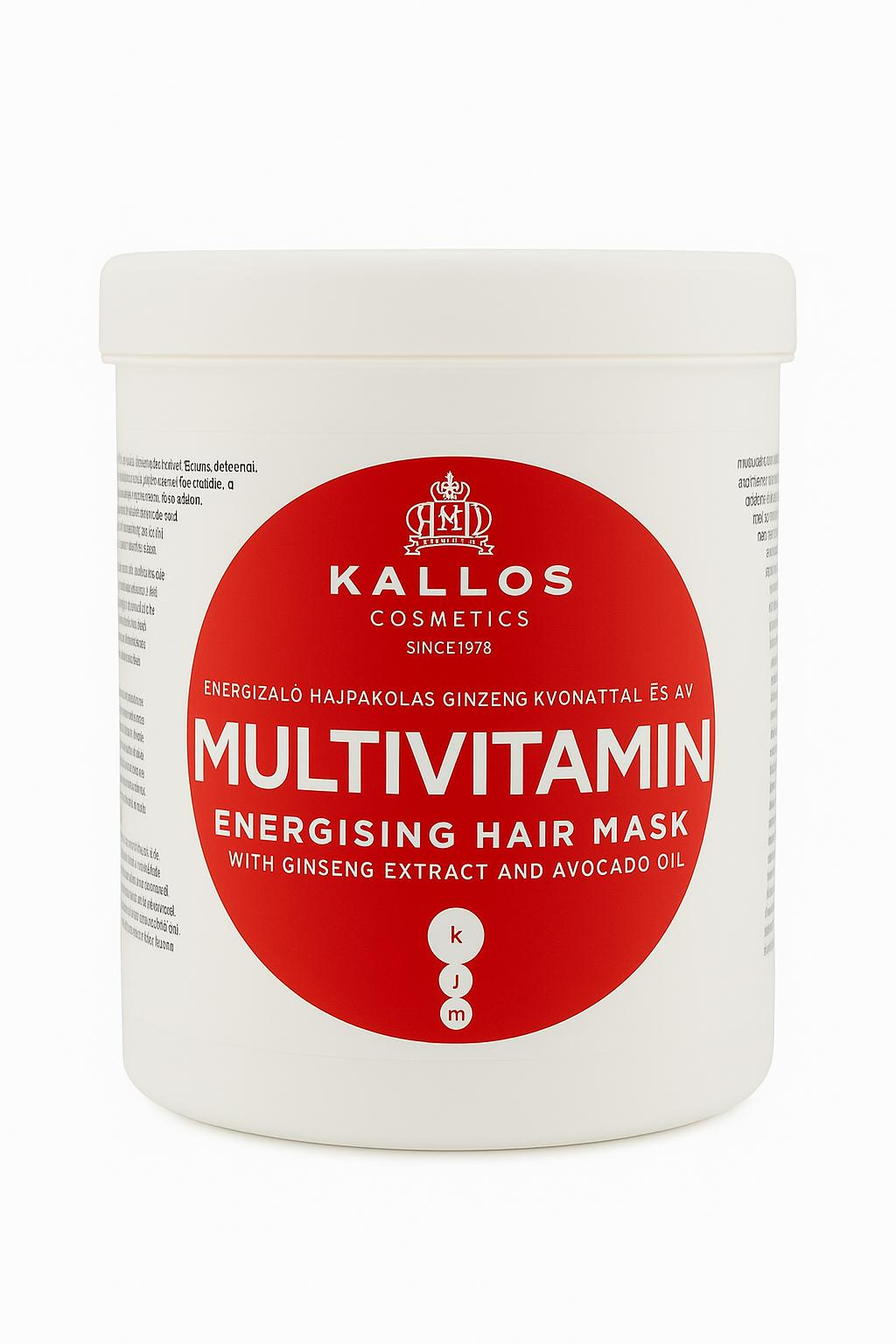 Kallos Multivitamin Маска "с экстрактом женьшеня и маслом авокадо" для поврежденных и сухих волос 1000 мл.