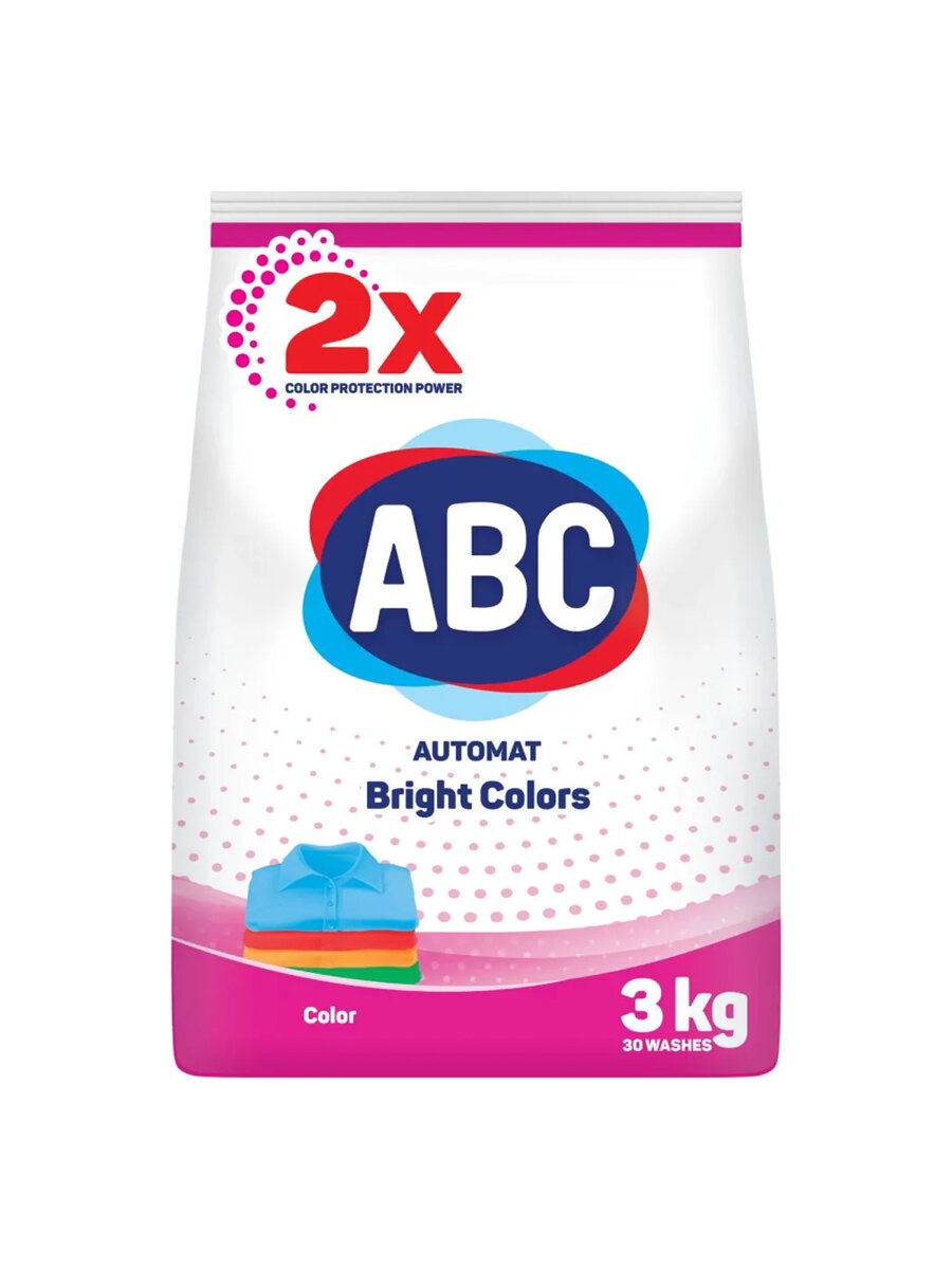 Стиральный порошок "ABC", для белого/цветного/черного белья, 3кг, Турция