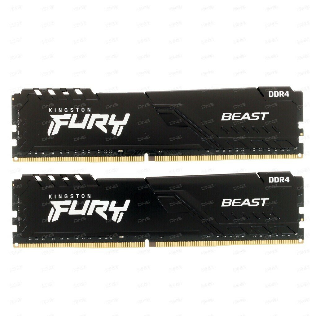 Оперативная память Kingston FURY Beast Black (KF437C19BBK2/16) DIMM DDR4 16ГБ - DDR4, 8ГБх2 шт, 3733 МГц, 19-23-23-Х