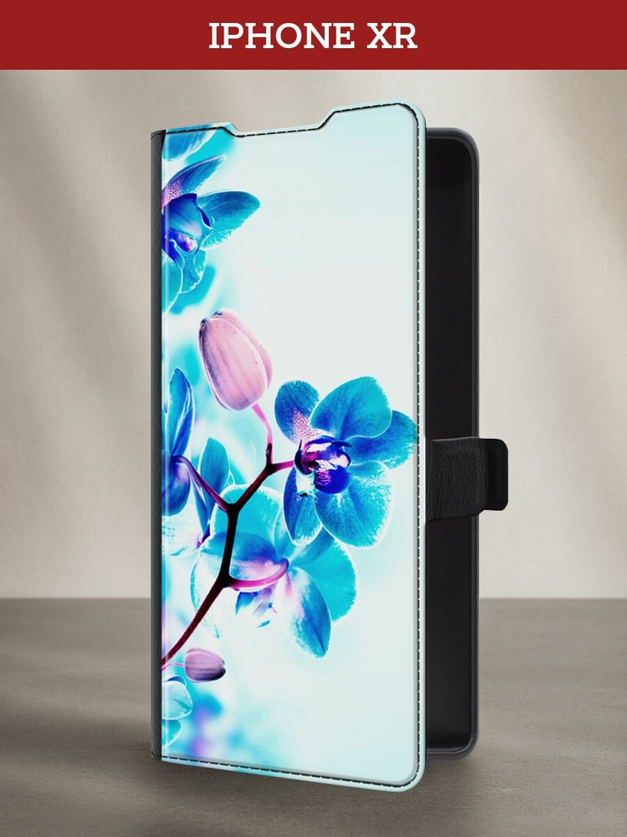 Чехол-книжка на Apple iPhone XR / Айфон XR с принтом Голубая орхидея