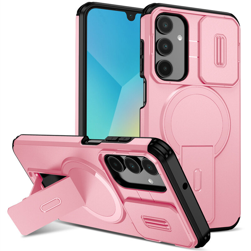 Чехол Для Samsung Galaxy A16 / Самсунг Галакси A16, soft touch, чехол-кардиомонитор, поликарбонат (PC), защита камеры, ударопрочный, встроенная подставка, усиленные углы, Samsung, Samsung Galaxy A16, pink