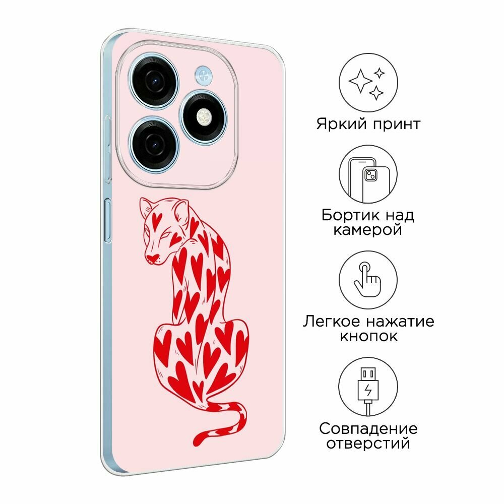 Чехол на Tecno Spark 20 / Текно Спарк 20 с принтом "Heart panther 1 - 14 февраля" — фото 1