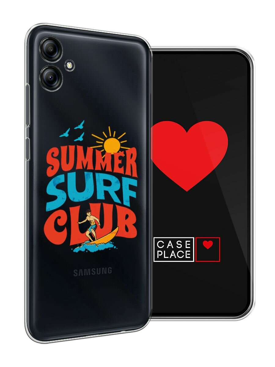 Чехол на Samsung Galaxy A04e / Самсунг A04e с принтом "Summer surf club", прозрачный — фото 1