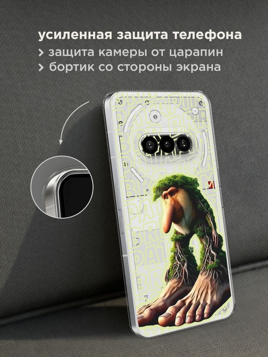 Чехол на Nothing Phone 3a / Нотинг Фон 3а с принтом "Брр брр патапим 2", прозрачный — фото 1