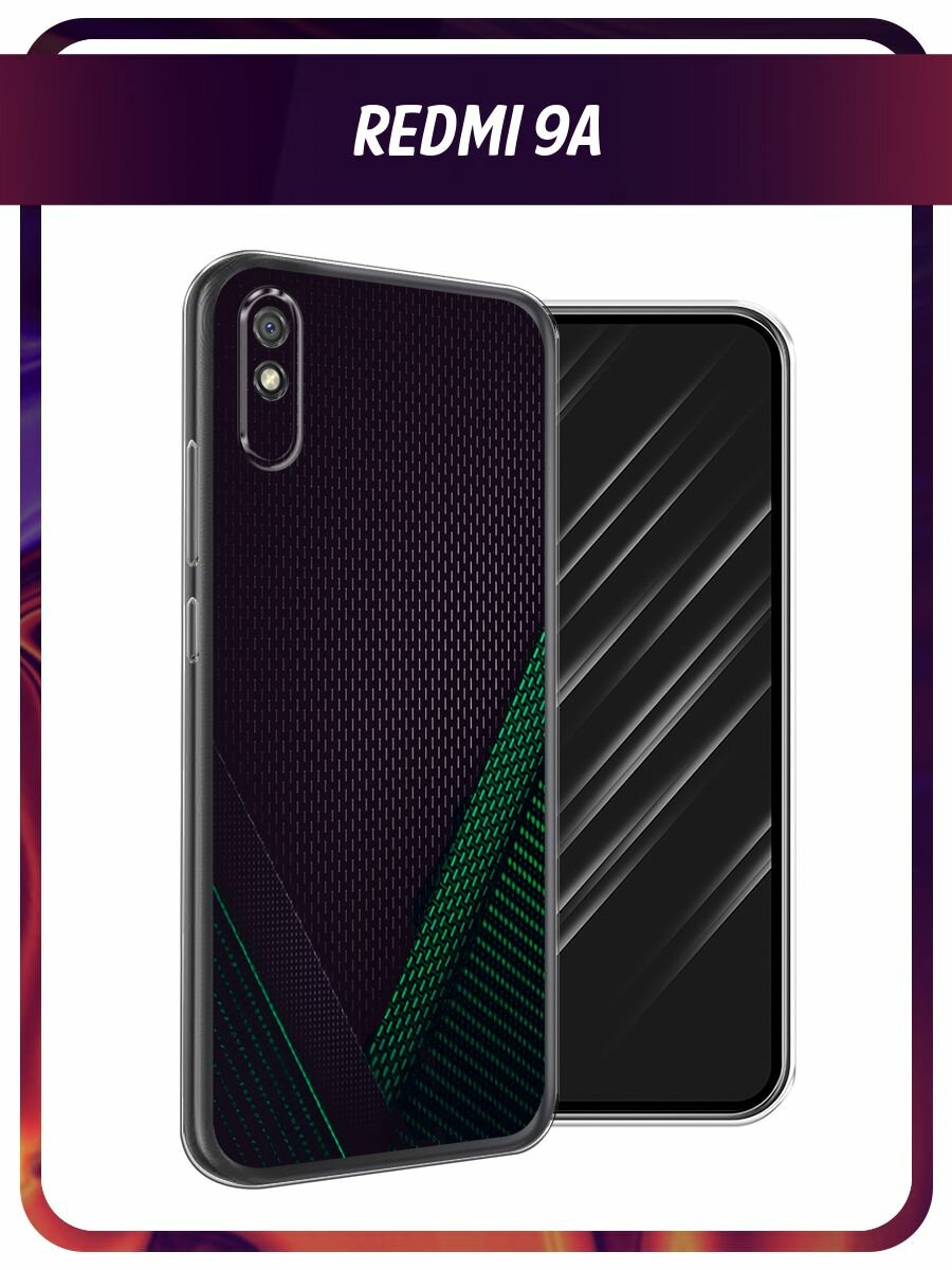 Чехол на Xiaomi Redmi 9A / Сяоми Редми 9А с принтом "Зеленый карбон"