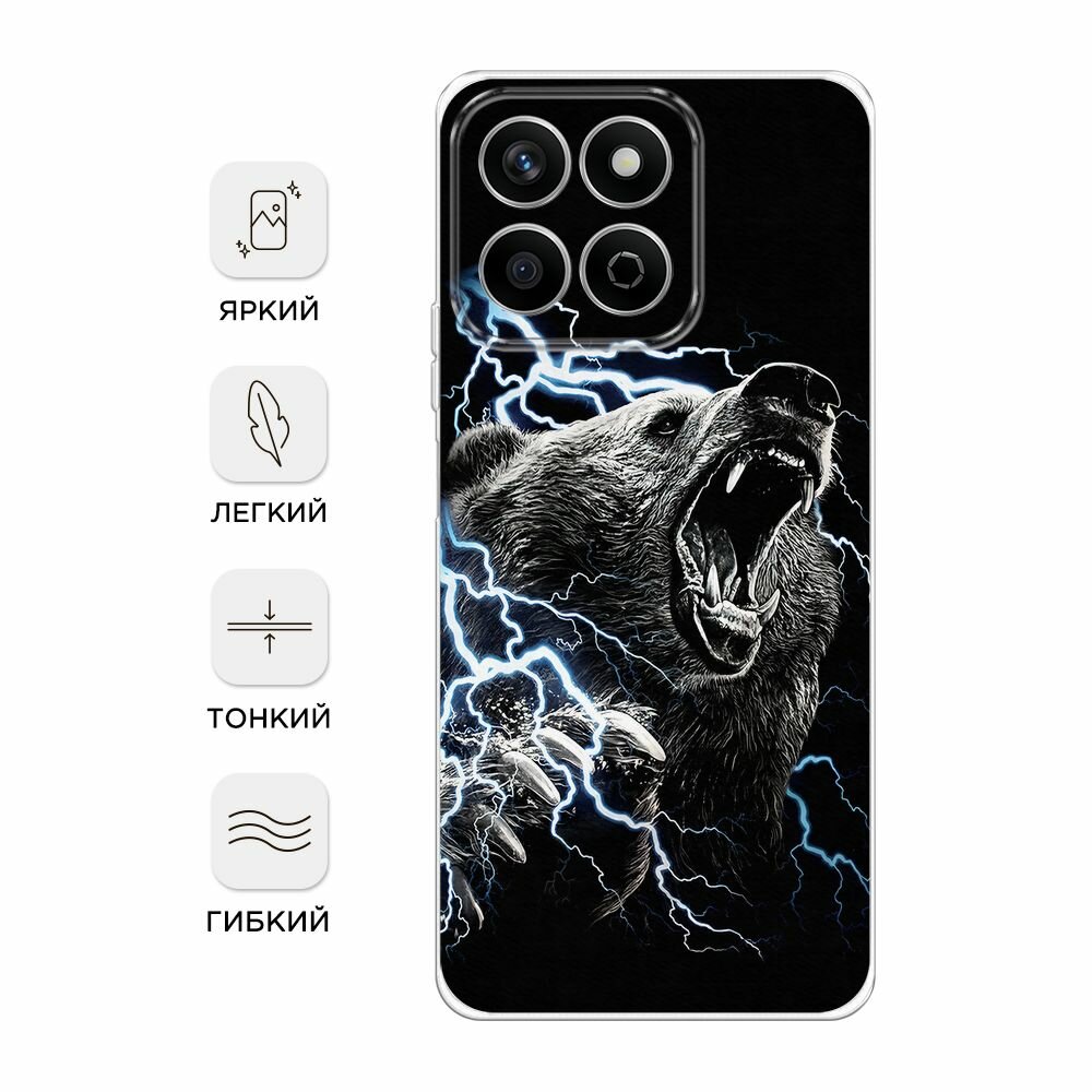 Силиконовый чехол на Honor X7c / Хонор X7c с принтом "Гроза и медведь" — фото 1