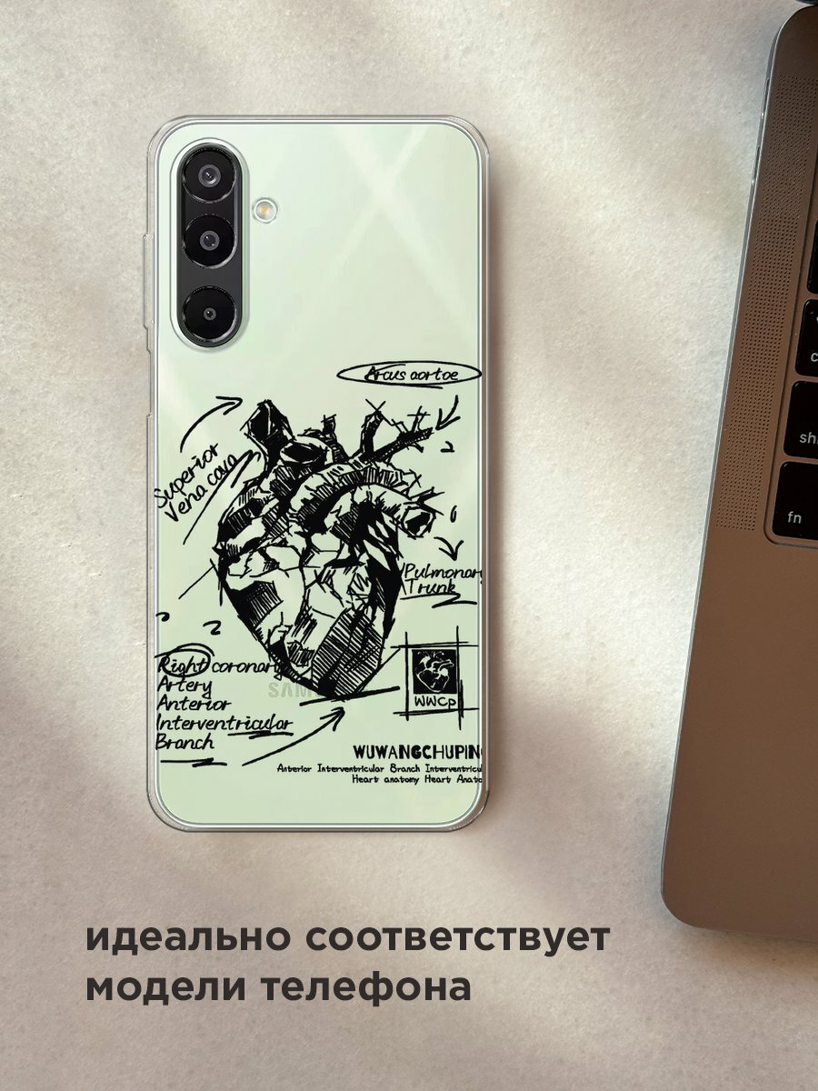 Чехол на Samsung Galaxy M16 / Самсунг Галакси М16 с принтом "Анатомическое сердце 2", прозрачный — фото 1