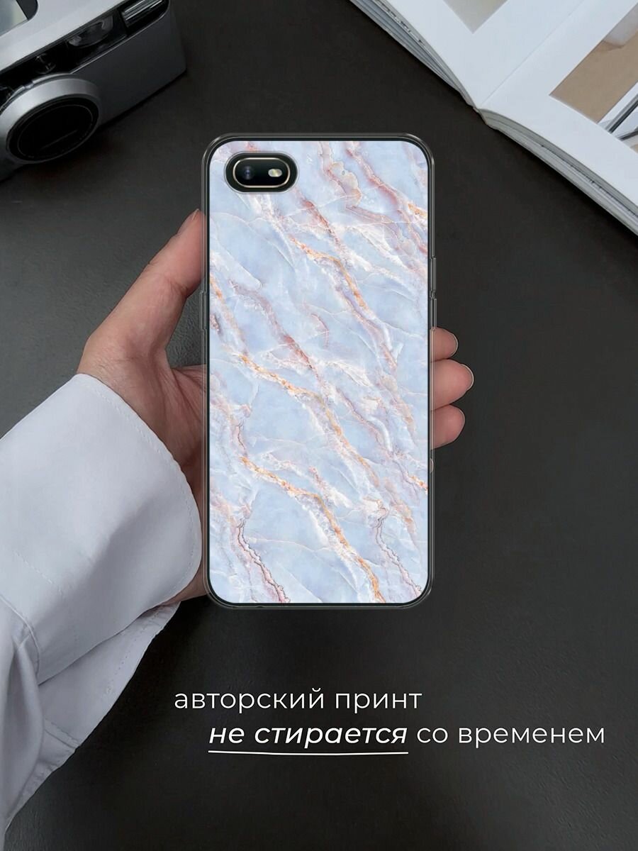 Силиконовый чехол на Oppo A1k / Оппо А1к с принтом "Сиреневый мрамор" — фото 1
